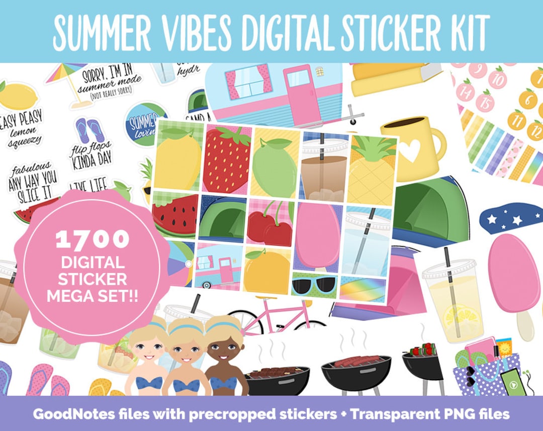 Summer Vibes Digital Sticker Mega Bundle | Goodnotes & iPad | July ...