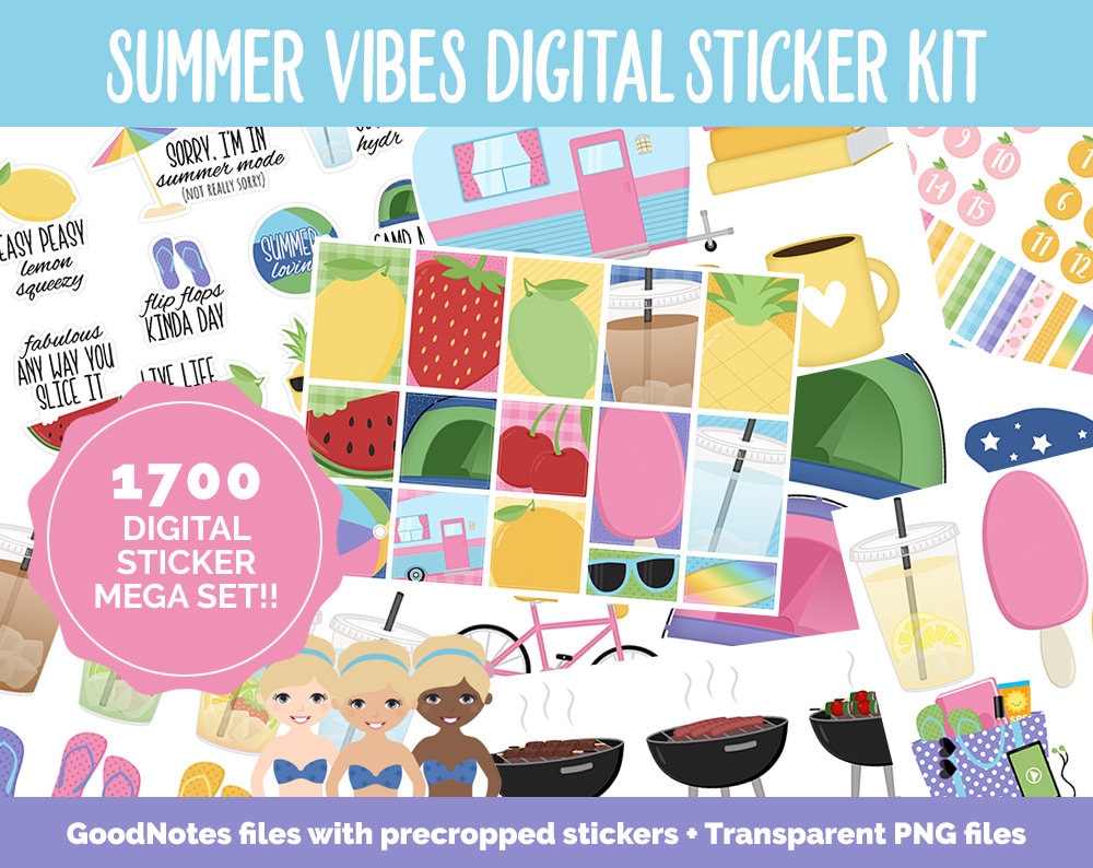 Summer Vibes Digital Sticker Mega Bundle Goodnotes & Ipad - Etsy
