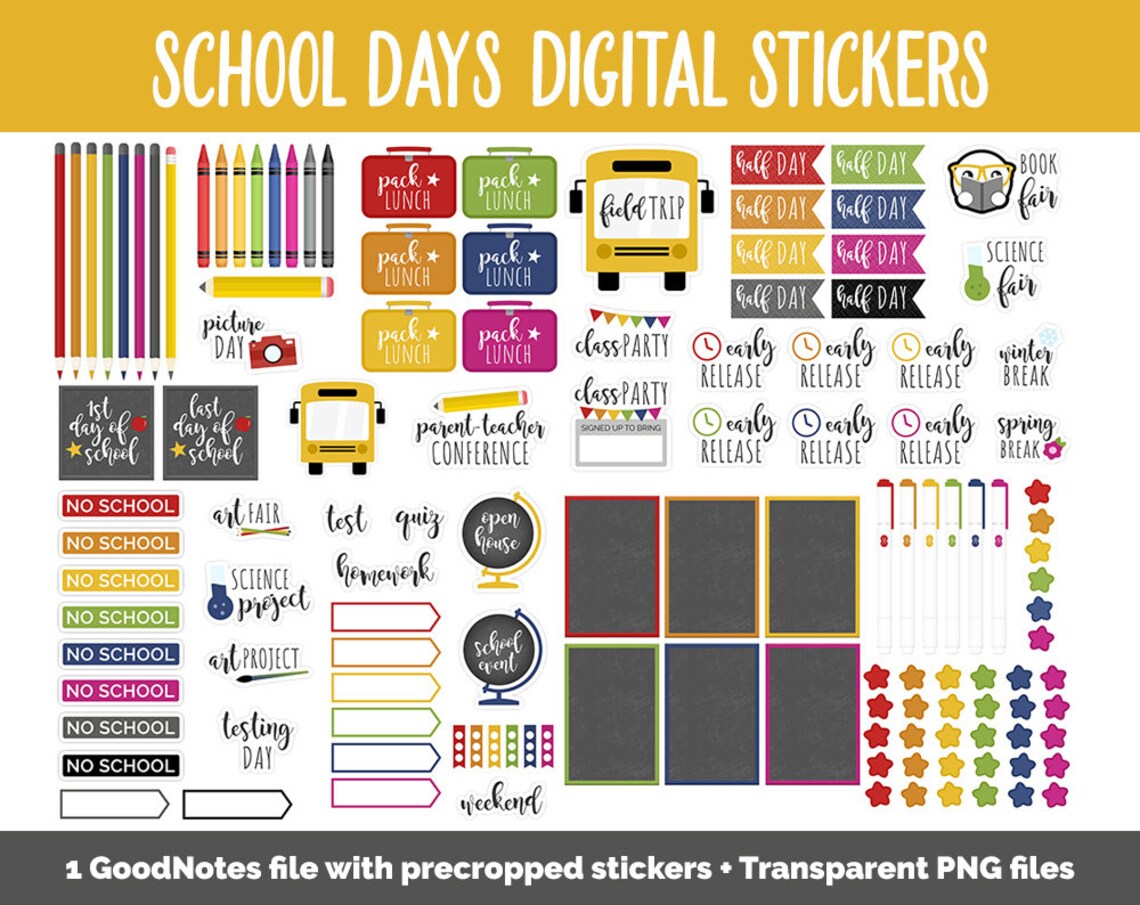 School Days Digital Planner Stickers Goodnotes Ipad and - Etsy