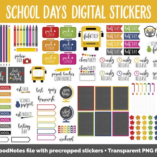 School Days Digital Planner Stickers Goodnotes Ipad and - Etsy