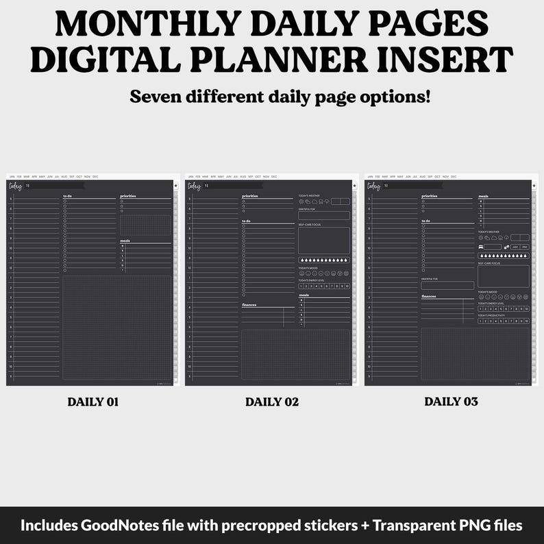Linked Daily Portrait Digital Planner Insert | Chalkboard Theme | iPad ...