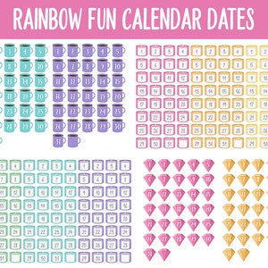 Rainbow Fun Calendar Date Digital Stickers | Goodnotes, iPad and ...