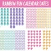Rainbow Fun Calendar Date Digital Stickers | iPad & Android - Etsy