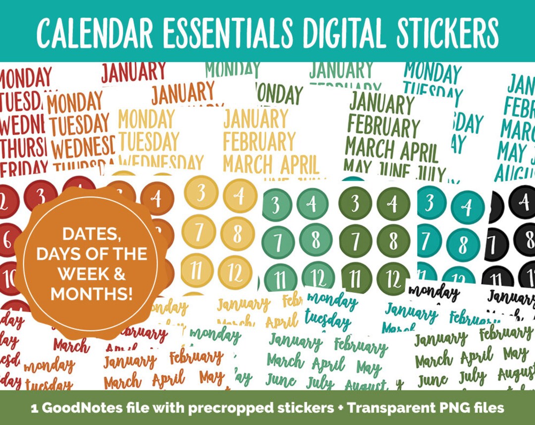 Calendar Essentials Digital Stickers | Road Trip Theme | Goodnotes ...