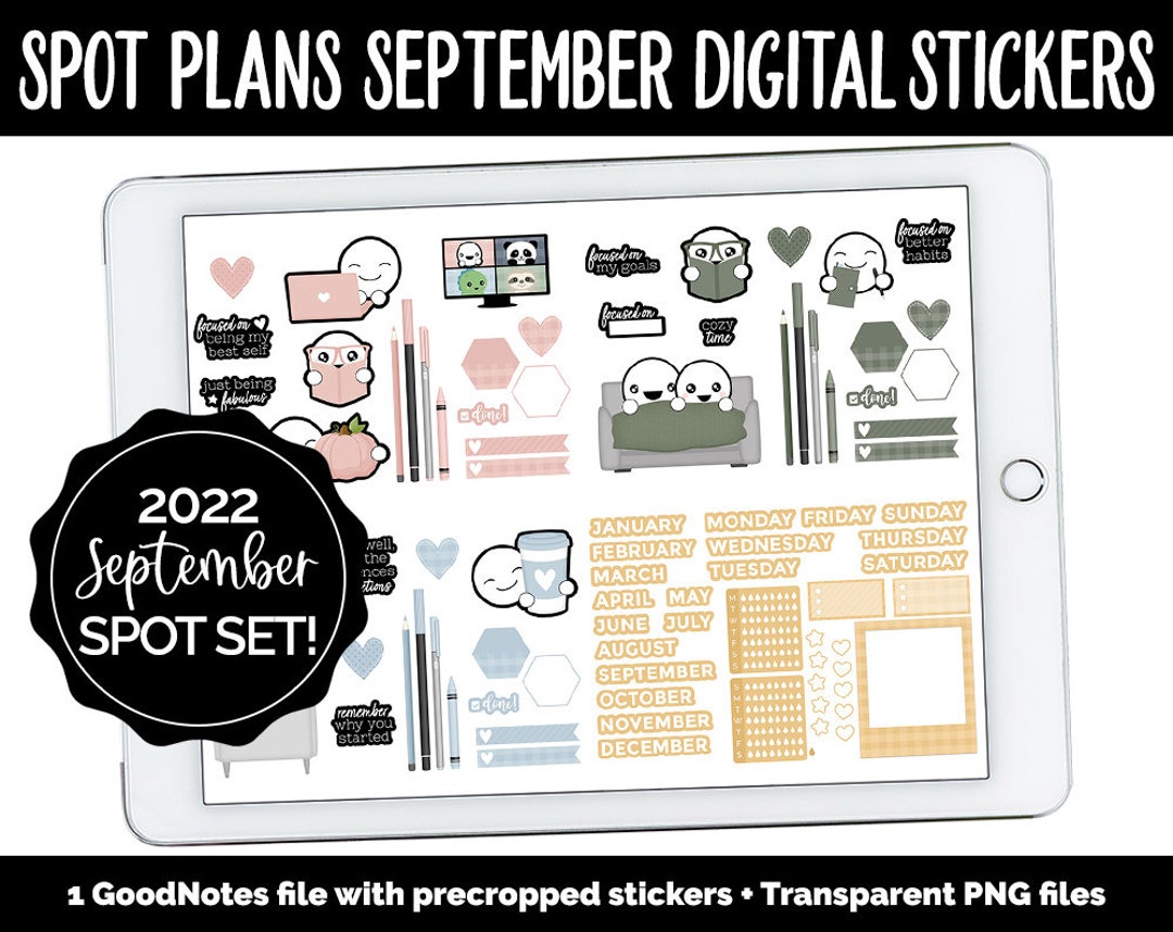 Spot Plans September Digital Stickers | Goodnotes, iPad and Android ...