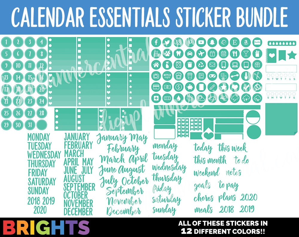 Digital Calendar Numbers MEGA Bundle | Brights | iPad & Android - Etsy
