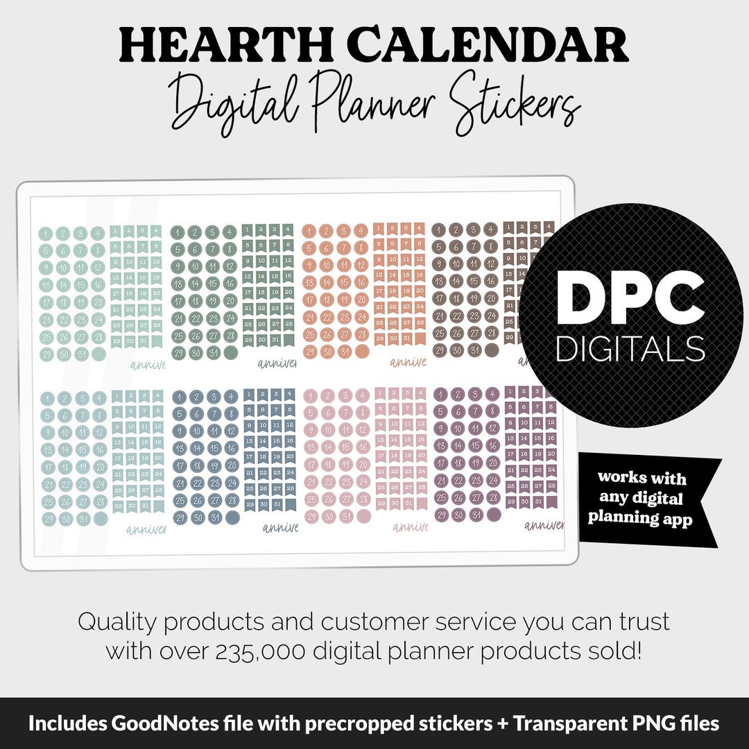 Hearth Calendar Essentials Digital Planner Stickers | iPad & Android - Etsy