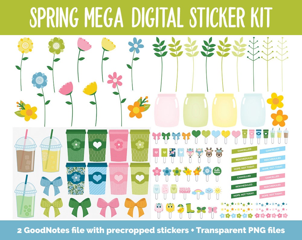 Spring MEGA Digital Sticker Bundle | iPad & Android - Etsy