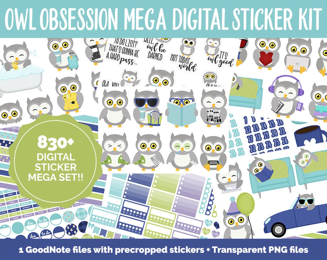 Owl Obsession Digital Sticker Mega Bundle | Odette - Etsy