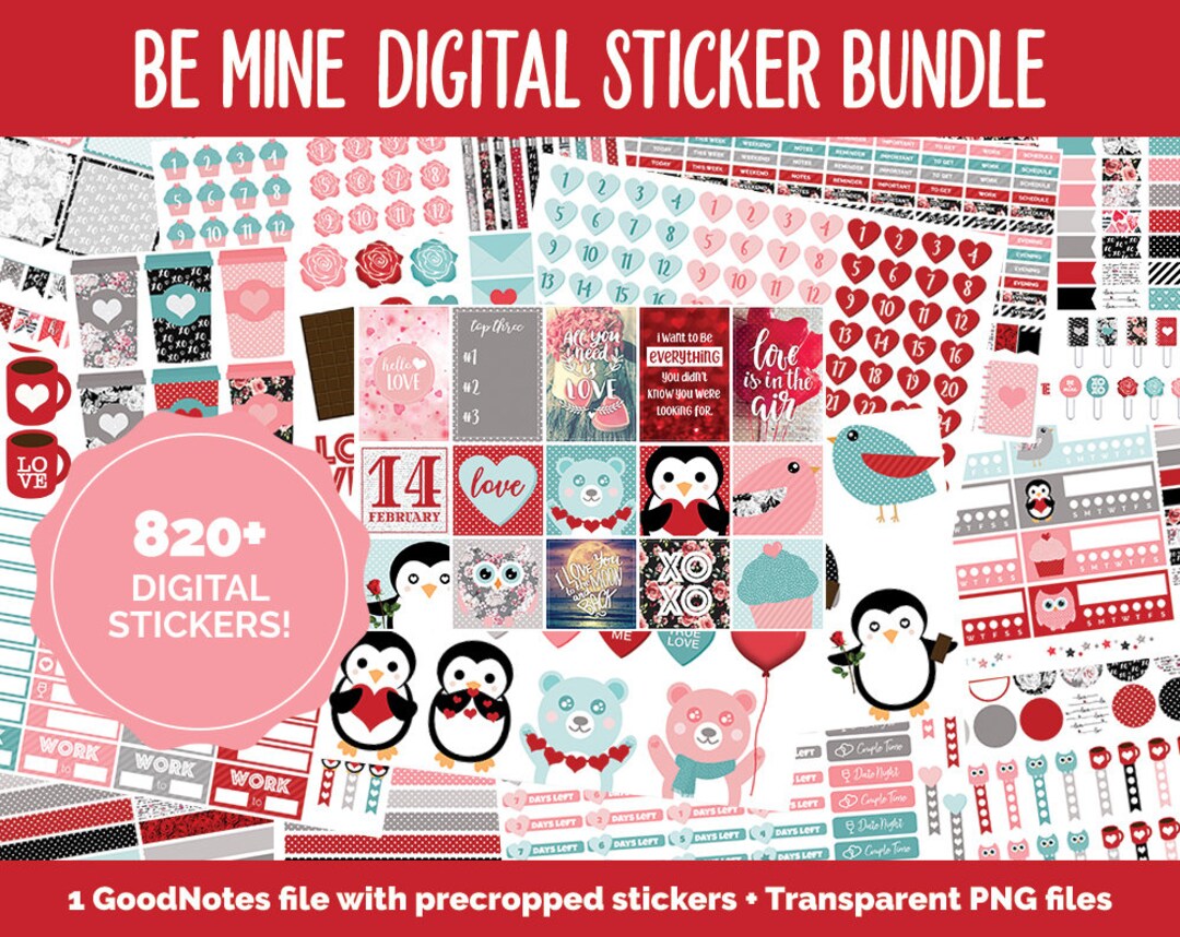Valentine Mega Digital Sticker Bundle | Goodnotes & iPad | Love ...
