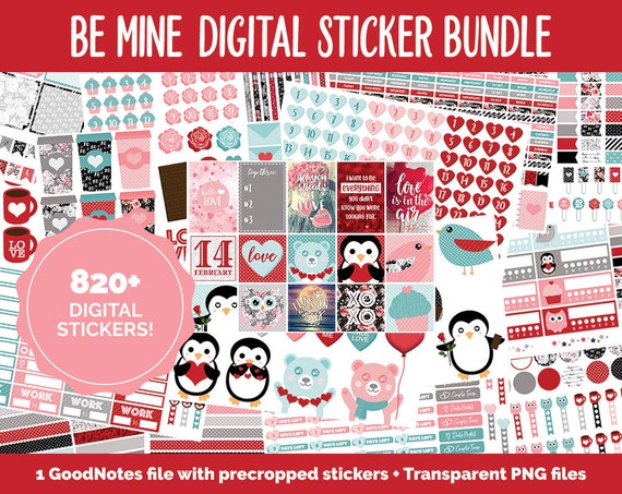 Valentine Mega Digital Sticker Bundle Goodnotes & Ipad - Etsy