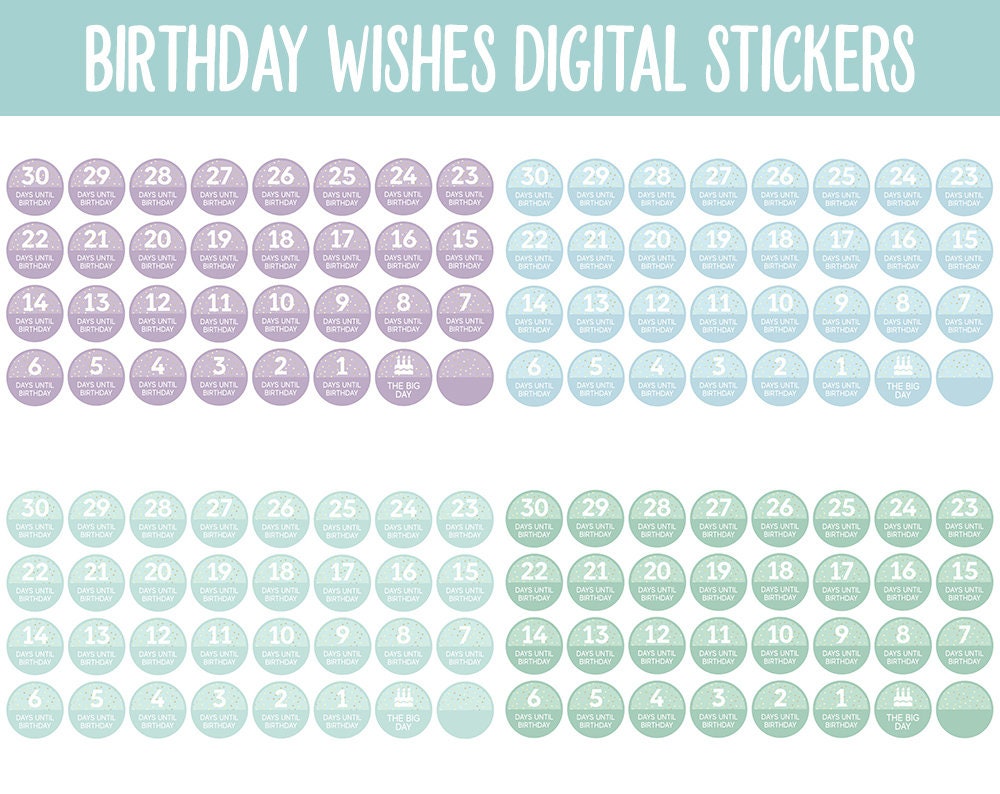 Birthday Wishes Digital Stickers Goodnotes & Ipad - Etsy