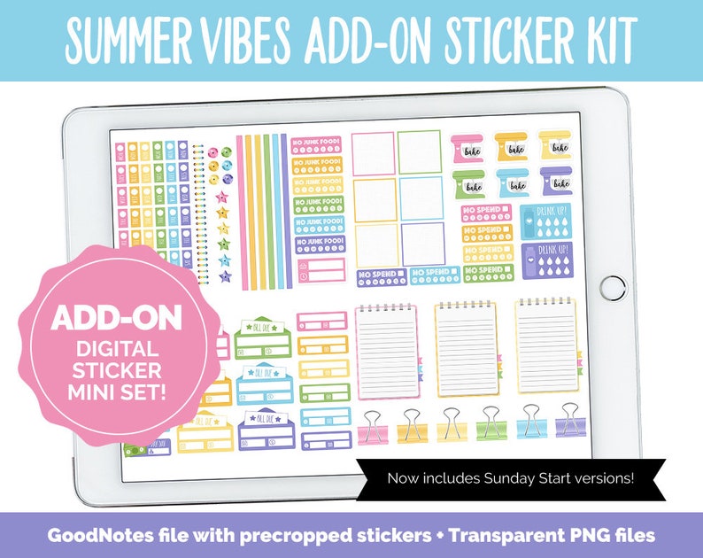 Summer Vibes Add-on Digital Stickers Goodnotes & Ipad - Etsy
