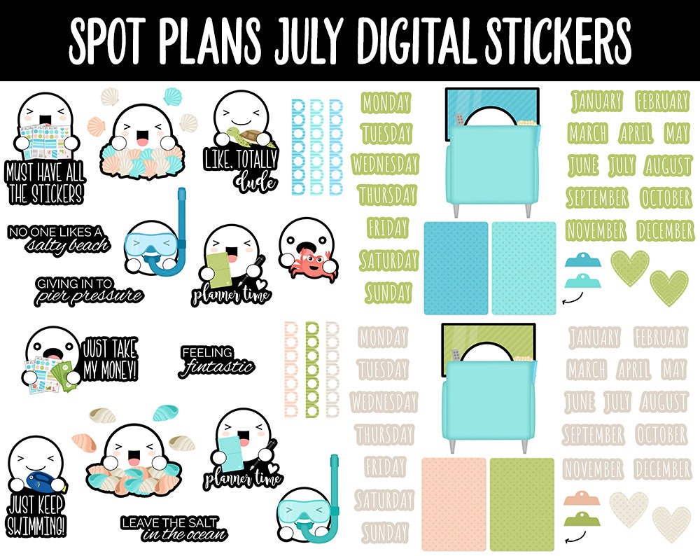 Spot Plans July Digital Stickers Goodnotes Ipad and Android - Etsy