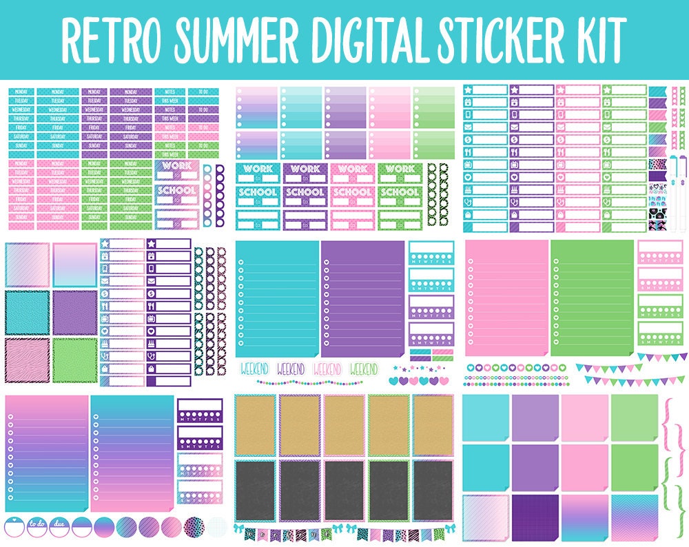 Retro Summer Digital Sticker Mega Bundle Goodnotes & Ipad - Etsy