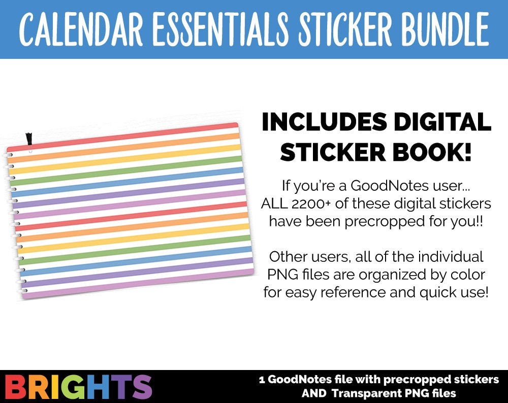 Digital Calendar Numbers MEGA Bundle | Brights | iPad & Android - Etsy
