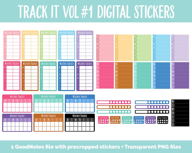 Track It Vol #1 Digital Tracker Stickers | Goodnotes, iPad and Android ...