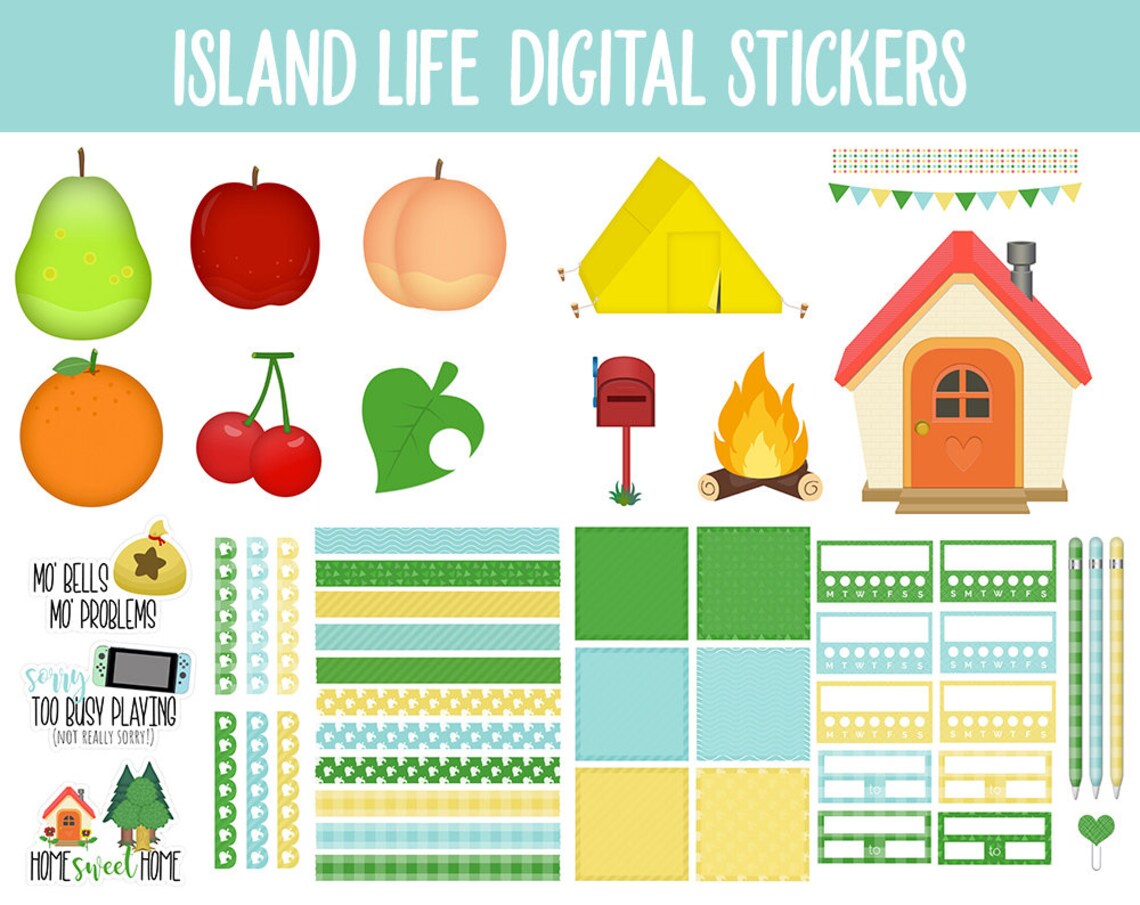Island Living Inspired by Animal Crossing Digital Stickers | Etsy