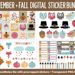 November, Thanksgiving, Fall Digital Sticker Bundle | iPad & Android - Etsy