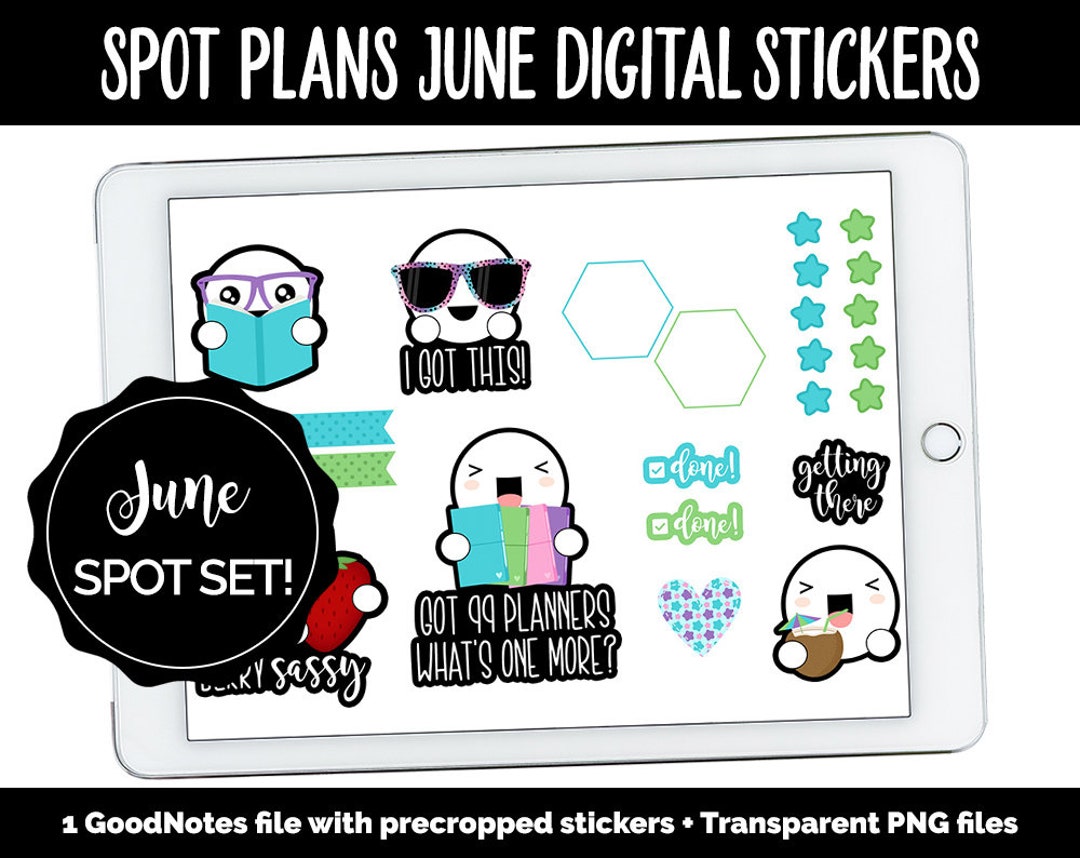 Spot Plans June Digital Stickers | Goodnotes, iPad and Android | Summer ...