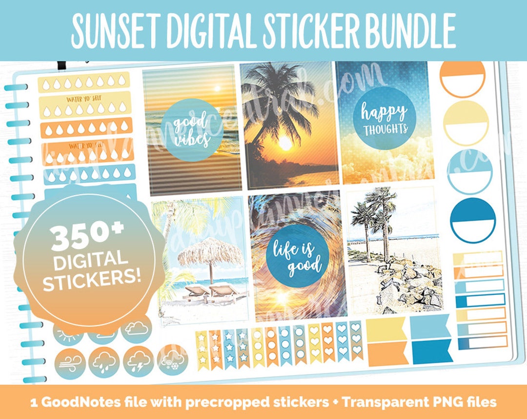 Summer Sunset Digital Sticker Bundle | 350+ | Goodnotes & iPad ...