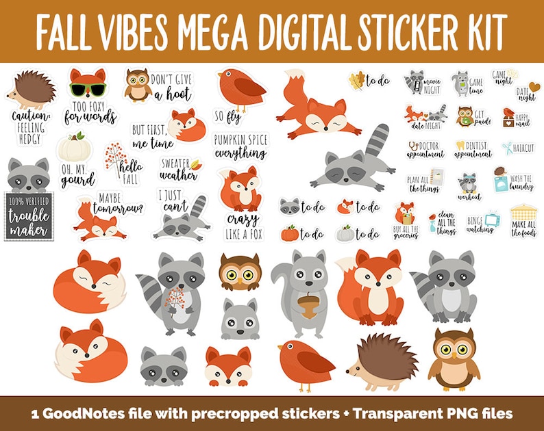 Fall Vibes Digital Planner Sticker Mega Kit | iPad & Android | Autumn ...
