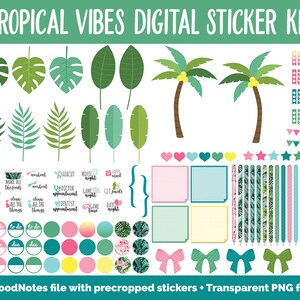 Tropical Vibes Digital Stickers | Goodnotes, iPad & Android | August ...