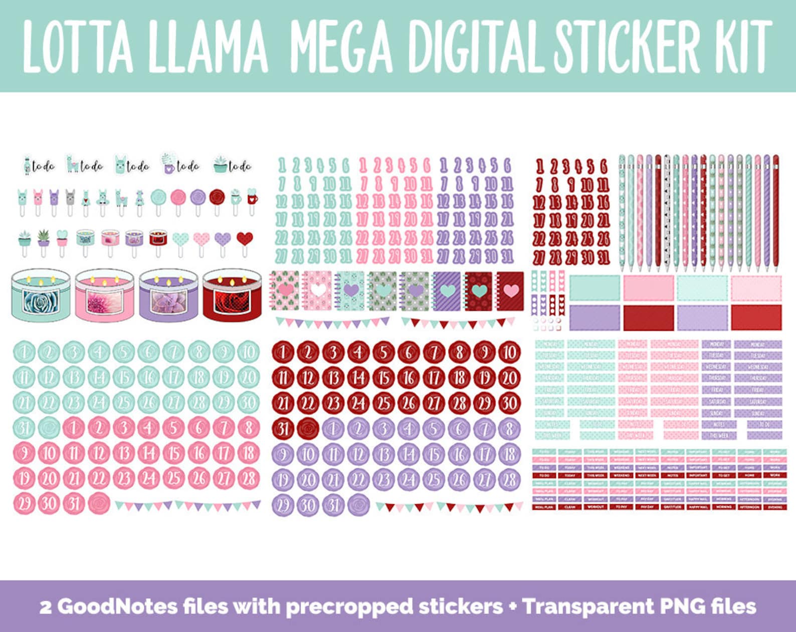 Lotta Llamas Digital Sticker Mega Bundle GoodNotes & iPad | Etsy