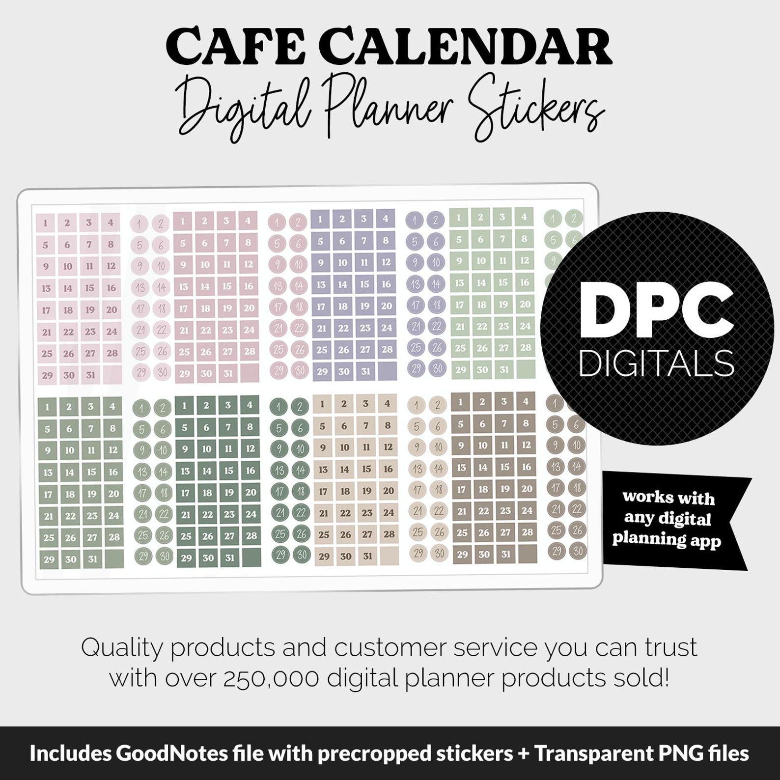 Cafe Calendar Essentials Digital Planner Stickers | iPad & Android - Etsy