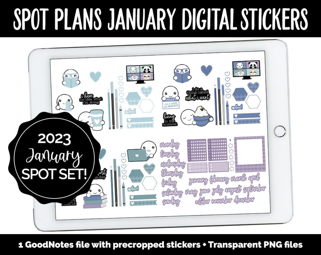Spot Plans January Digital Stickers | Goodnotes, iPad and Android ...