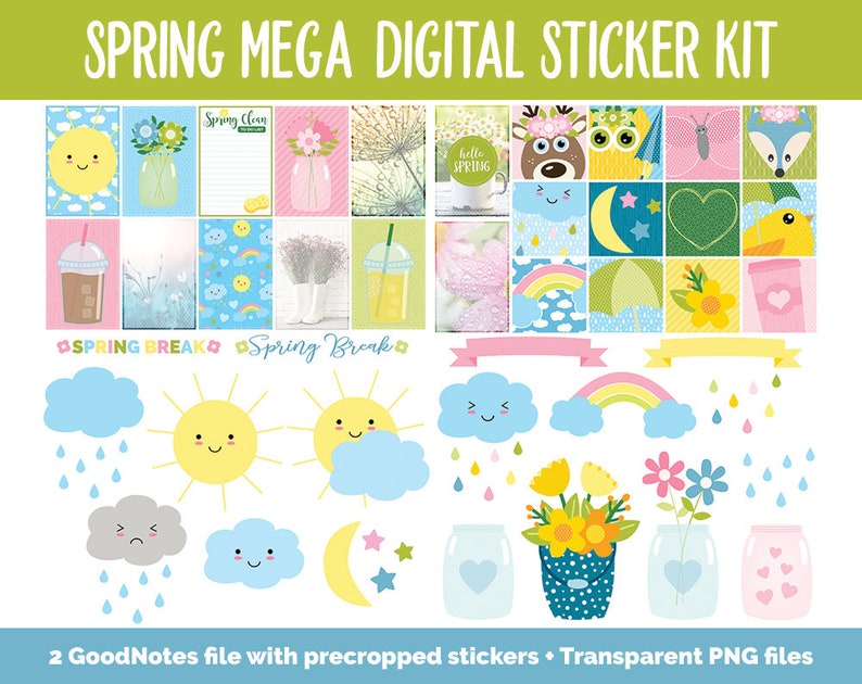 Spring MEGA Digital Sticker Bundle | iPad & Android - Etsy