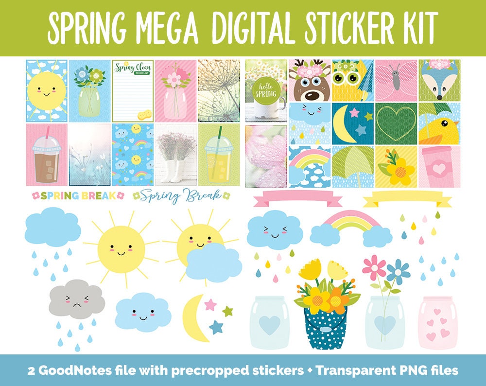 Spring MEGA Digital Sticker Bundle | iPad & Android - Etsy
