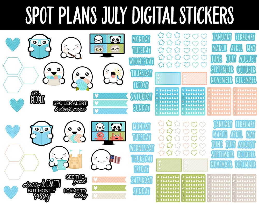 Spot Plans July Digital Stickers Goodnotes Ipad and Android - Etsy