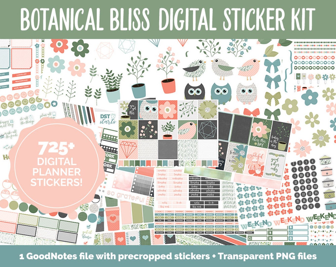 Botanical Bliss Digital Sticker Bundle | iPad & Android - Etsy