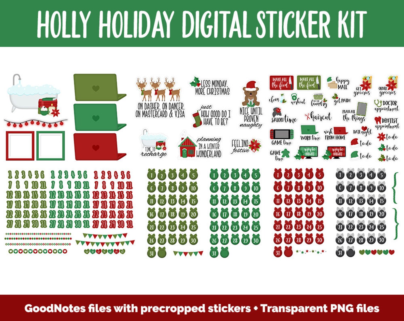 Holly Holiday Digital Sticker Mega Bundle | iPad & Android | Christmas ...