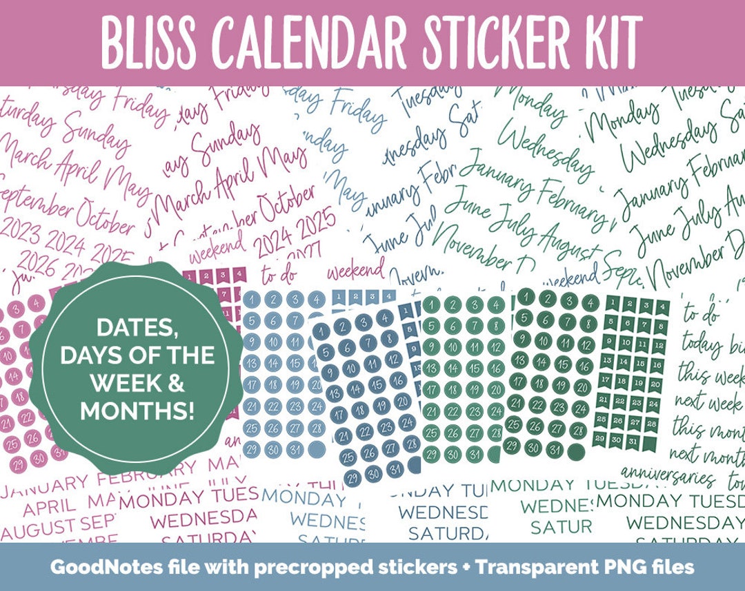 Bliss Calendar Essentials Digital Planner Stickers | iPad & Android ...