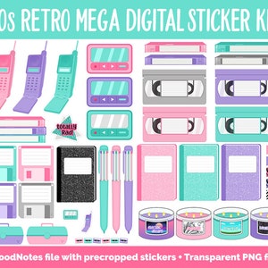 90s Retro Digital Planner Sticker Mega Kit | Goodnotes, iPad and ...