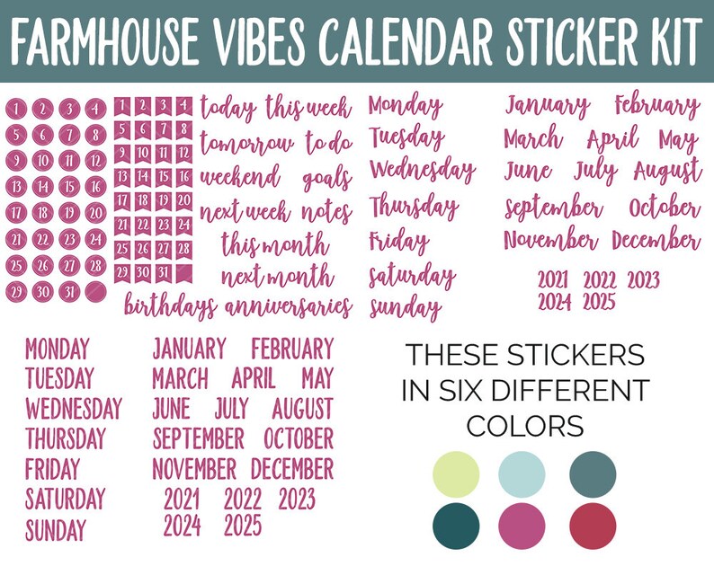 Farmhouse Vibes Calendar Essentials Digital Planner Stickers | iPad ...