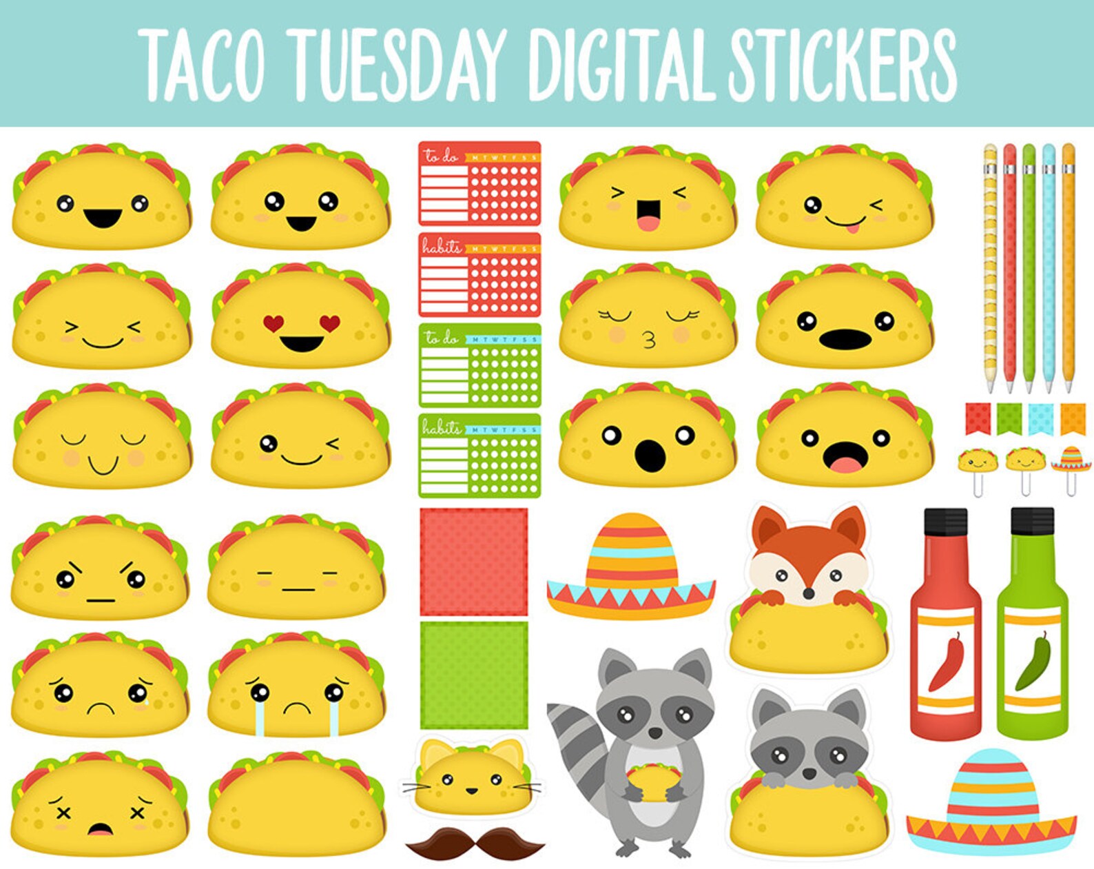 Taco Tuesday Digital Stickers Goodnotes Ipad and Android - Etsy