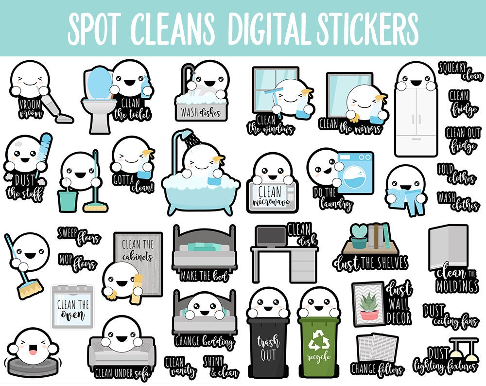 Spot Cleans Digital Stickers Goodnotes Ipad and Android | Etsy