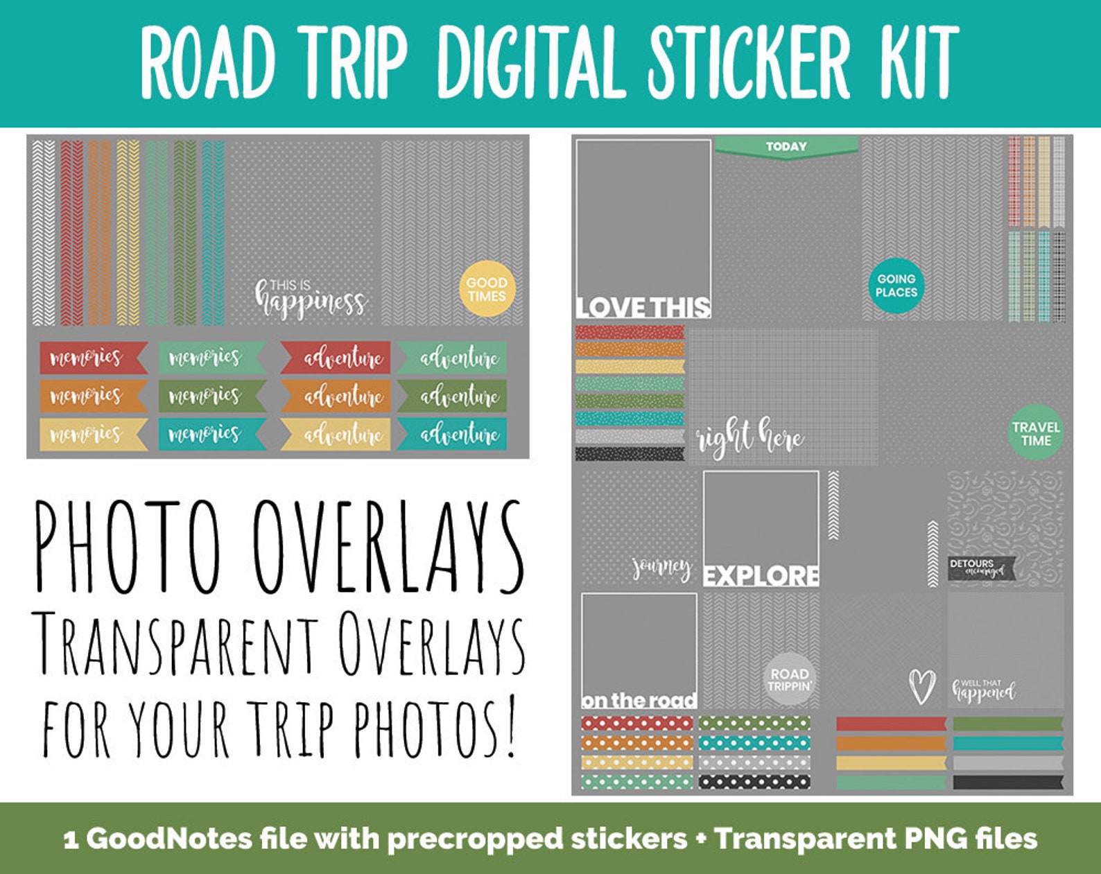 Road Trip Memory Keeping Digital Stickers Goodnotes Ipad - Etsy