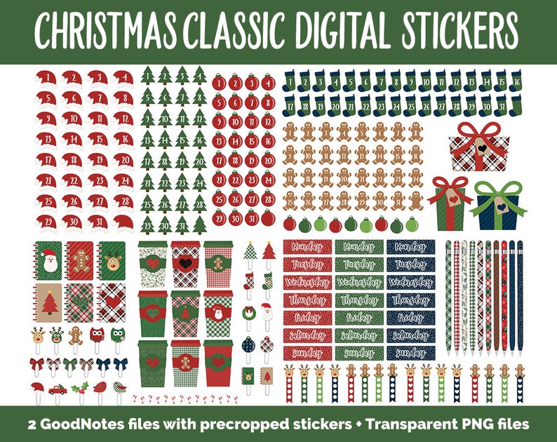 Christmas Holiday Classic Mega Digital Sticker Bundle | iPad & Android ...