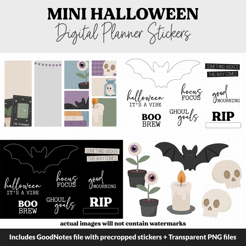 Mini Halloween Digital Planner Stickers | iPad & Android | Fabled Theme ...