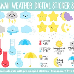Kawaii Weather Digital Stickers | Goodnotes, iPad and Android | Mood ...