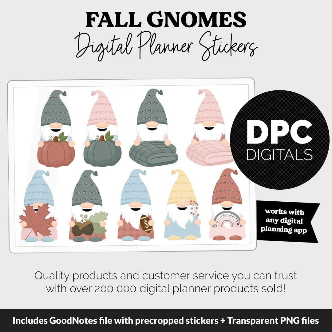 Fall Gnomes Digital Planner Stickers | iPad & Android | September, Fall ...