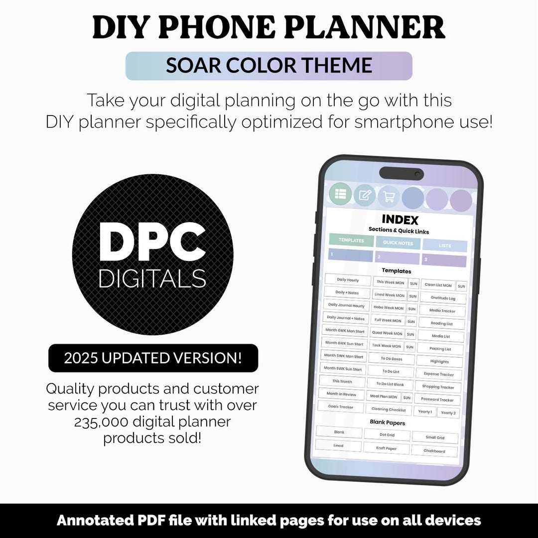 DIY Phone Digital Planner | Soar Theme | Goodnotes, iPad & Android ...