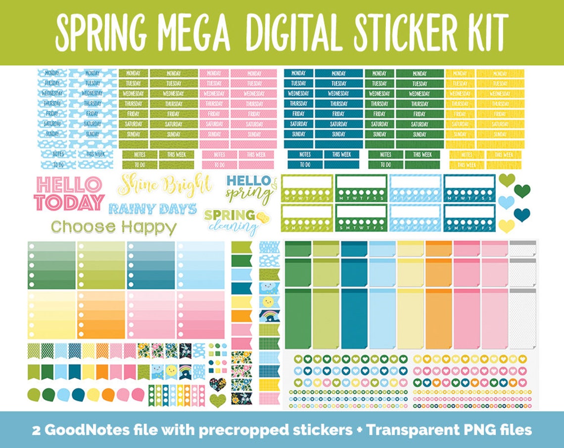 Spring MEGA Digital Sticker Bundle GoodNotes & iPad April | Etsy
