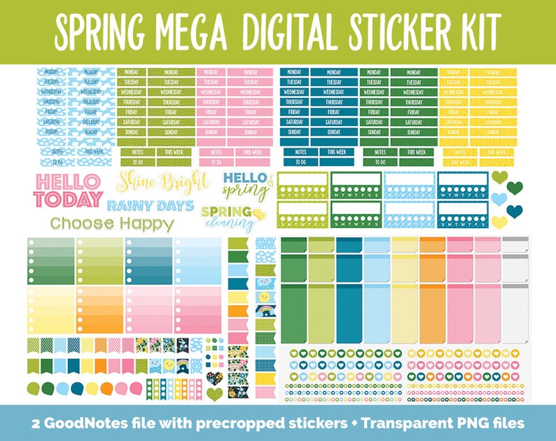 Spring MEGA Digital Sticker Bundle | iPad & Android - Etsy