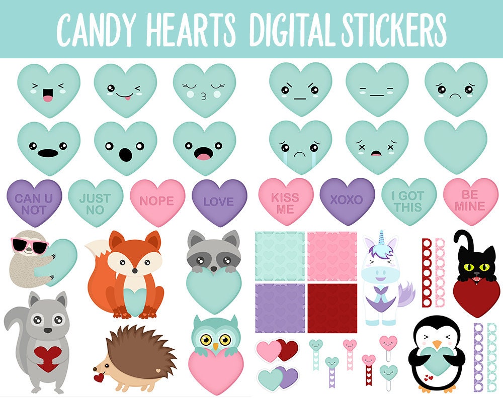 Candy Heart Digital Stickers Goodnotes Ipad and Android - Etsy