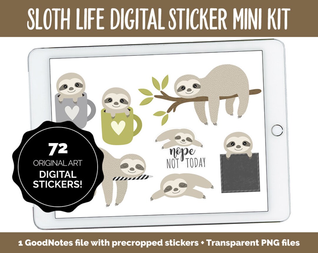 Sloth Life Digital Planner Stickers | Goodnotes, iPad and Android ...
